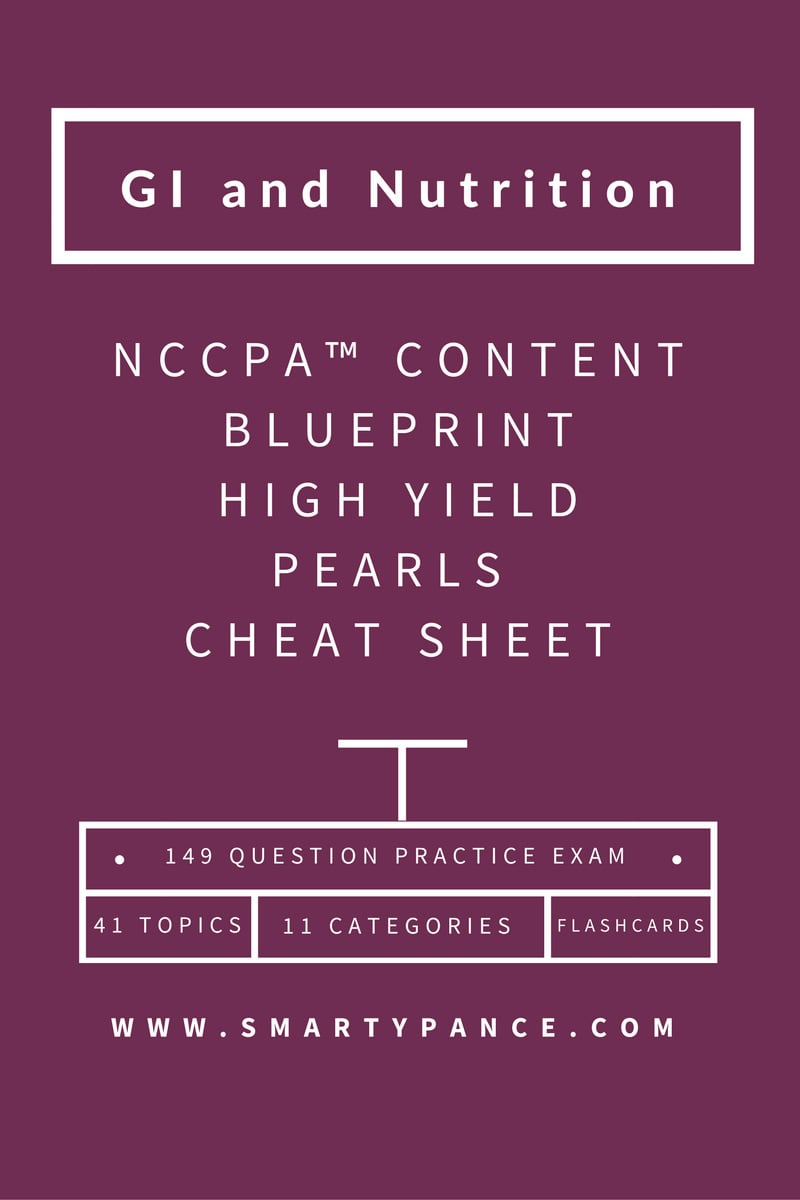 PANCE Gastroenterology and Nutrition PEARLS | NCCPA Content Blueprint ...